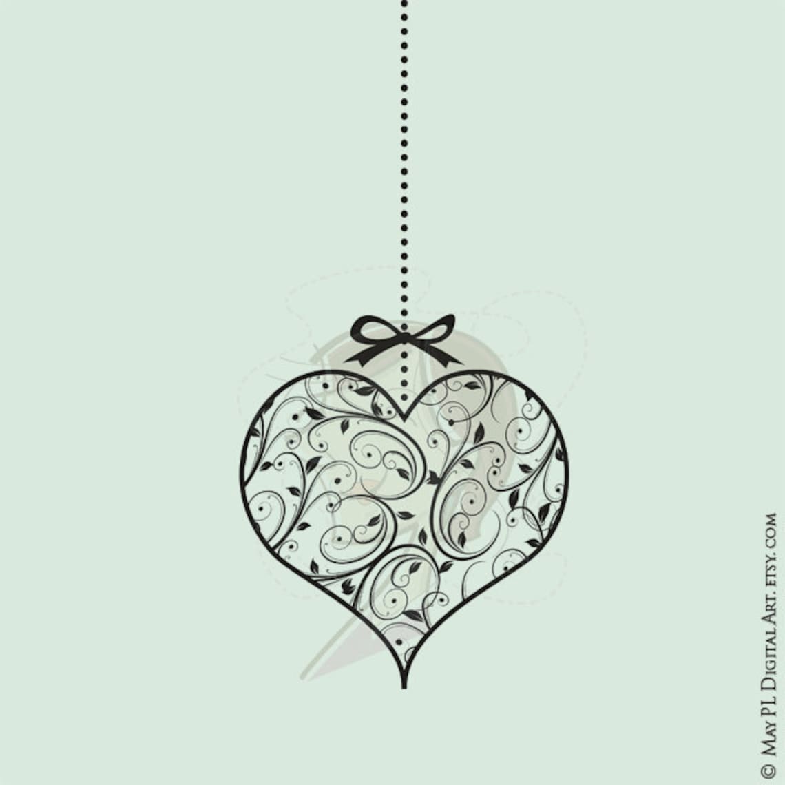 Hearts Clip Art Commercial Use Wedding Valentine Floral Swirl | Etsy