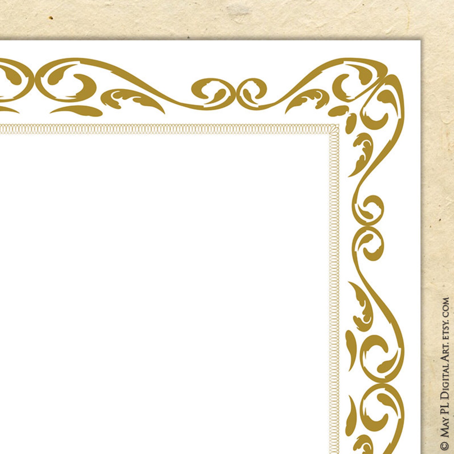 Gold Vintage Leaf Border Digital Clipart Foliage Frames - Etsy