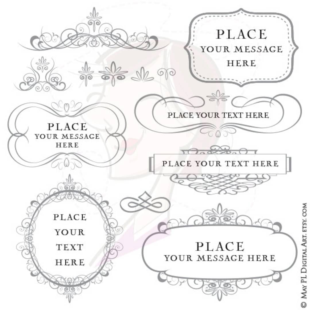 Grey Elegant Frames Flourishes Vector Clip Art - Great for Business ...