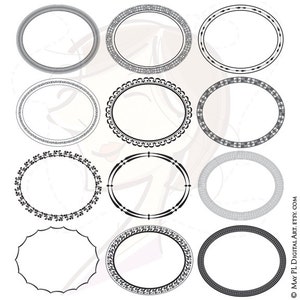Oval Frame Clip Art Digital VECTOR Ornate Black Retro Frames Decorative ...