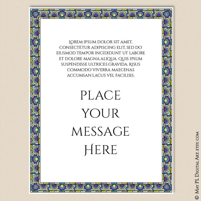 Stained Glass Page Borders, Colorful Geometric Clip Art Set ...