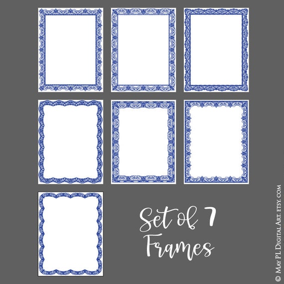 Vintage Clip Art Borders Blue