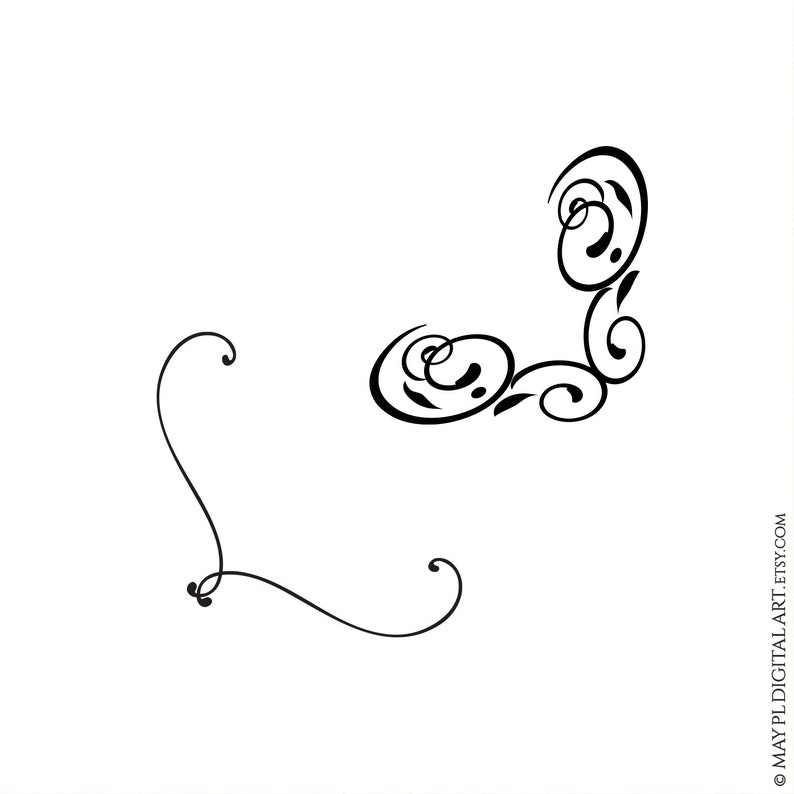 Frame Corners Border Clipart Swirls Flourish Hand Drawn - Etsy