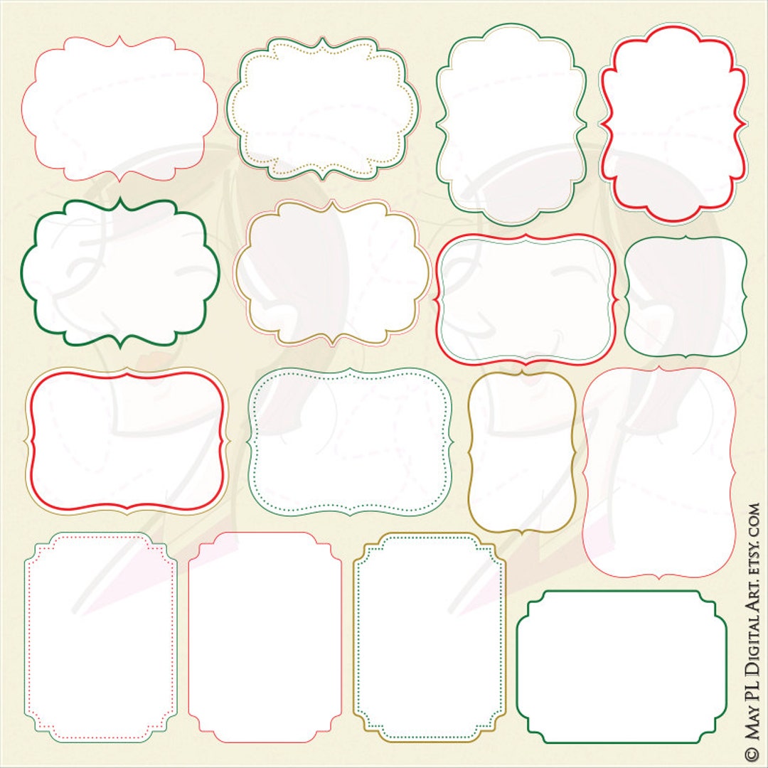 Christmas Digital Frames Cute Frame Green Red Gold Borders Commercial ...