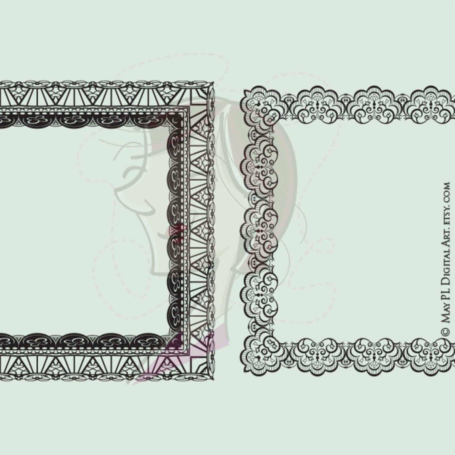 Lace Frame Clipart Rectangle Lace Border VECTOR COMMERCIAL USE | Etsy
