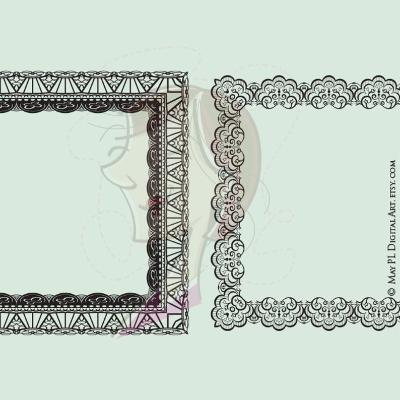 Lace Frame Clipart Rectangle Lace Border VECTOR COMMERCIAL USE Graphic ...