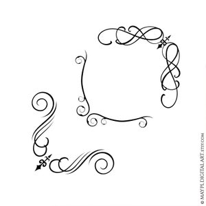 Digital Border Corners Flourishes Clip Art - Vintage Swirls Ornaments ...