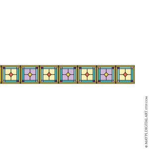 Stained Glass Borders Clipart - Colorful Geometric Shapes Border ...