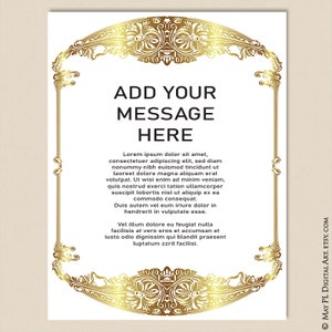 Classic Gold Page Borders Document Clipart - Ancient Botanic Digital ...