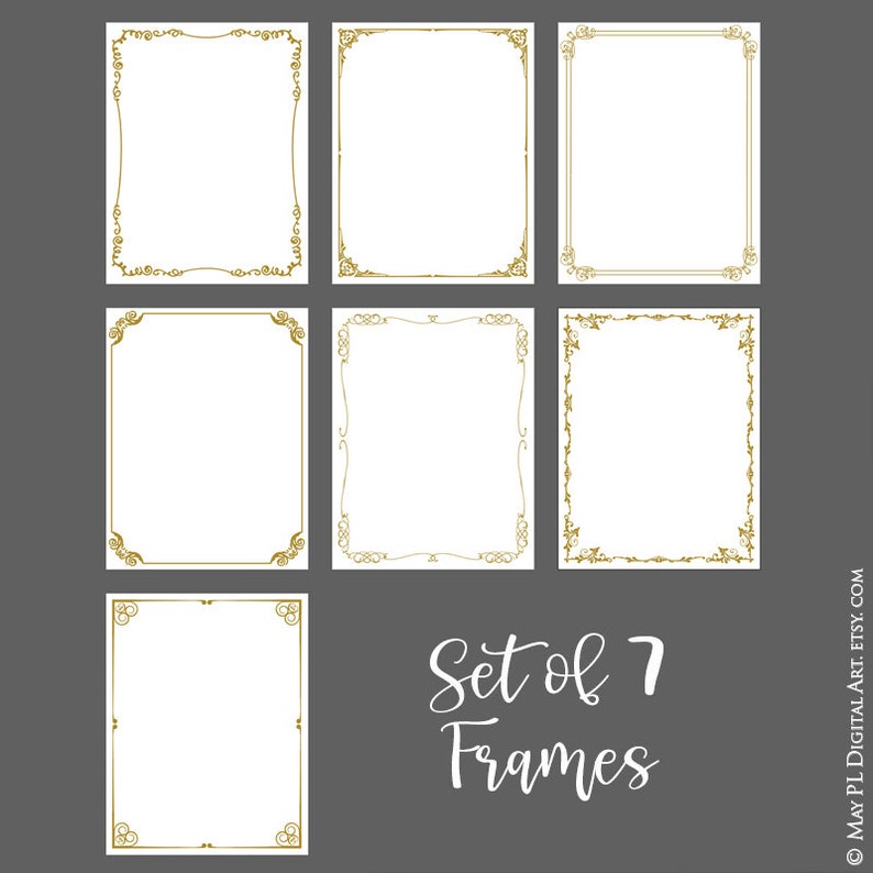 Gold Fancy Document Borders 8x11 Page Digital Frame Vintage - Etsy