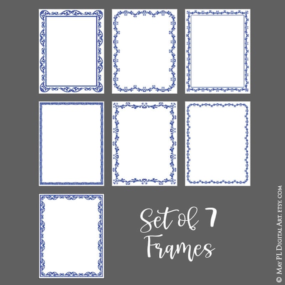 Vintage Clip Art Borders Blue