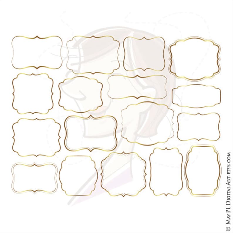 Label Frames Gold Borders FREE Commercial Use Clip Art Great - Etsy
