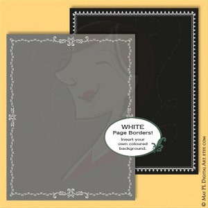 WHITE Frames 11x8 Page Border Retro Clip Art COMMERCIAL USE Rococo ...