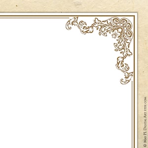 Bronze Page Borders, Hand Drawn Retro Clipart - Shabby Chic Vintage ...