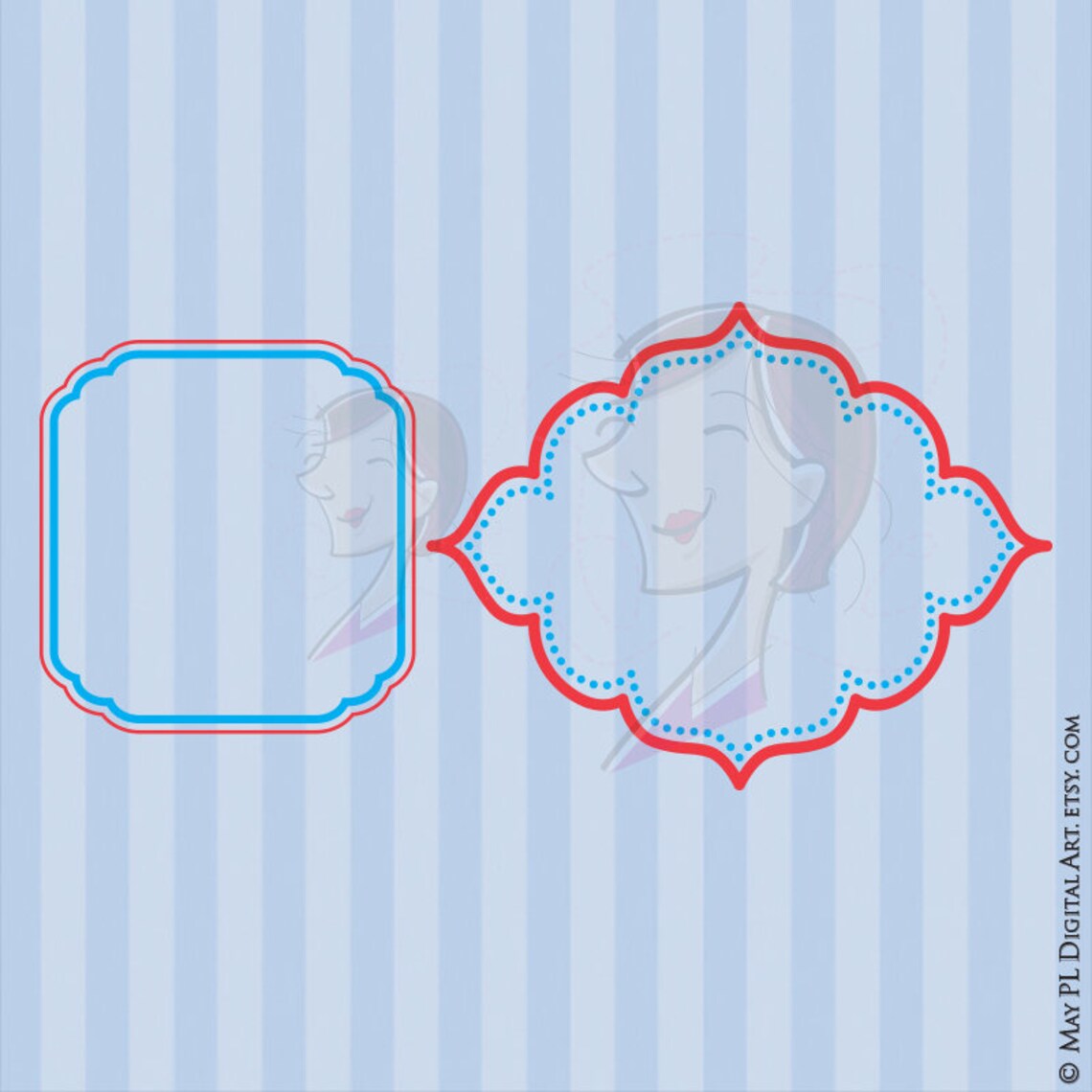 Red Blue Digital Frames Clipart Commercial Use Teacher Craft | Etsy