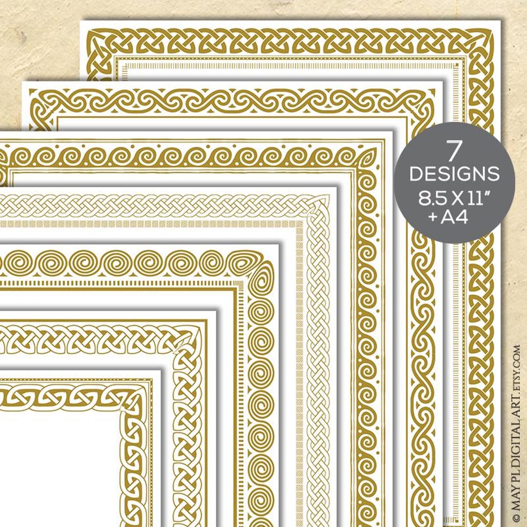 Antique Gold Celtic Knots 8x11 and A4 Borders, Certificate Frames ...
