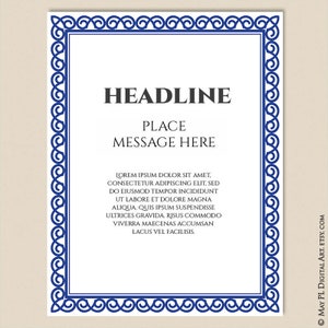Document Border Frames - Blue Traditional Designs Decorative Graphic ...