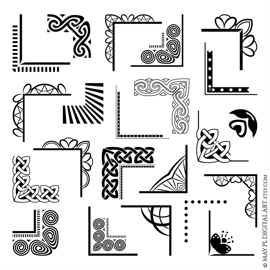 Digital Frame Border Corners Clipart - Ornate Celtic Flourish ...