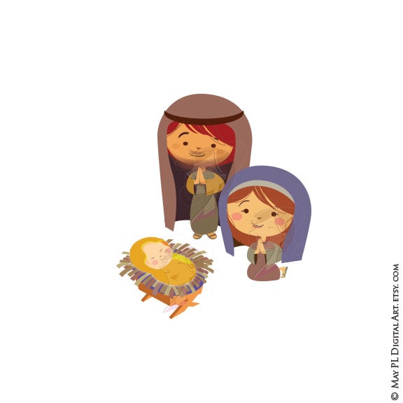 Christmas Nativity Clipart Scene Includes Three Wise Men | Etsy