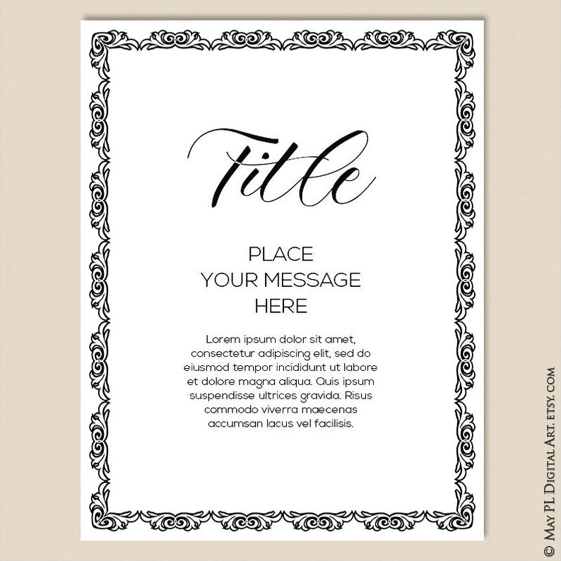 8x11 Digital Border Decorative Frames Page Design Commercial - Etsy