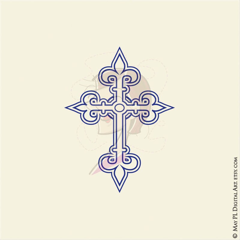 Cross Clip Art Navy Blue Decorative Crosses Christian Clipart | Etsy ...