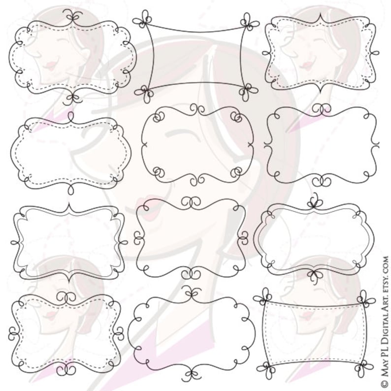 Whimsy Borders Frames Clip Art DIY Labels With Our Cute - Etsy