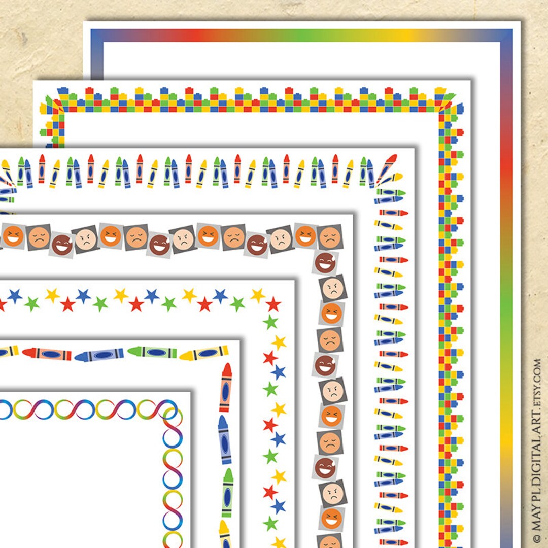 Classroom Clipart Autism Awareness Page Border - Colorful Document ...
