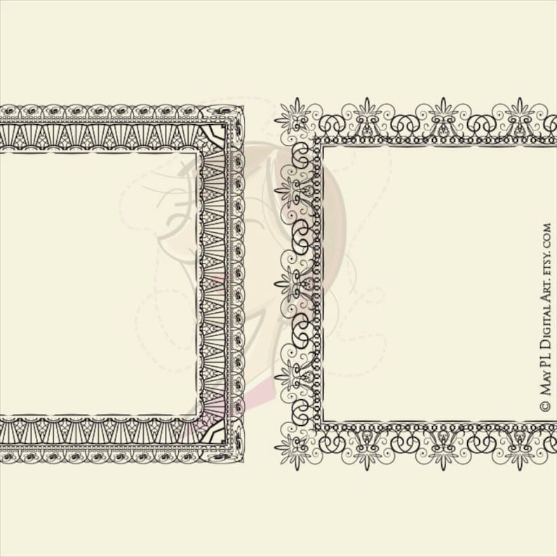 Lace Frame Clipart Rectangle Lace Border VECTOR COMMERCIAL USE | Etsy