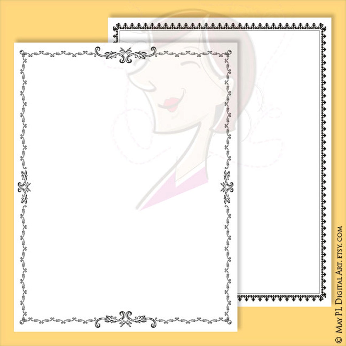 Border Png Frames Decorative Clip Art Ornate Page Frame 8x11 | Etsy