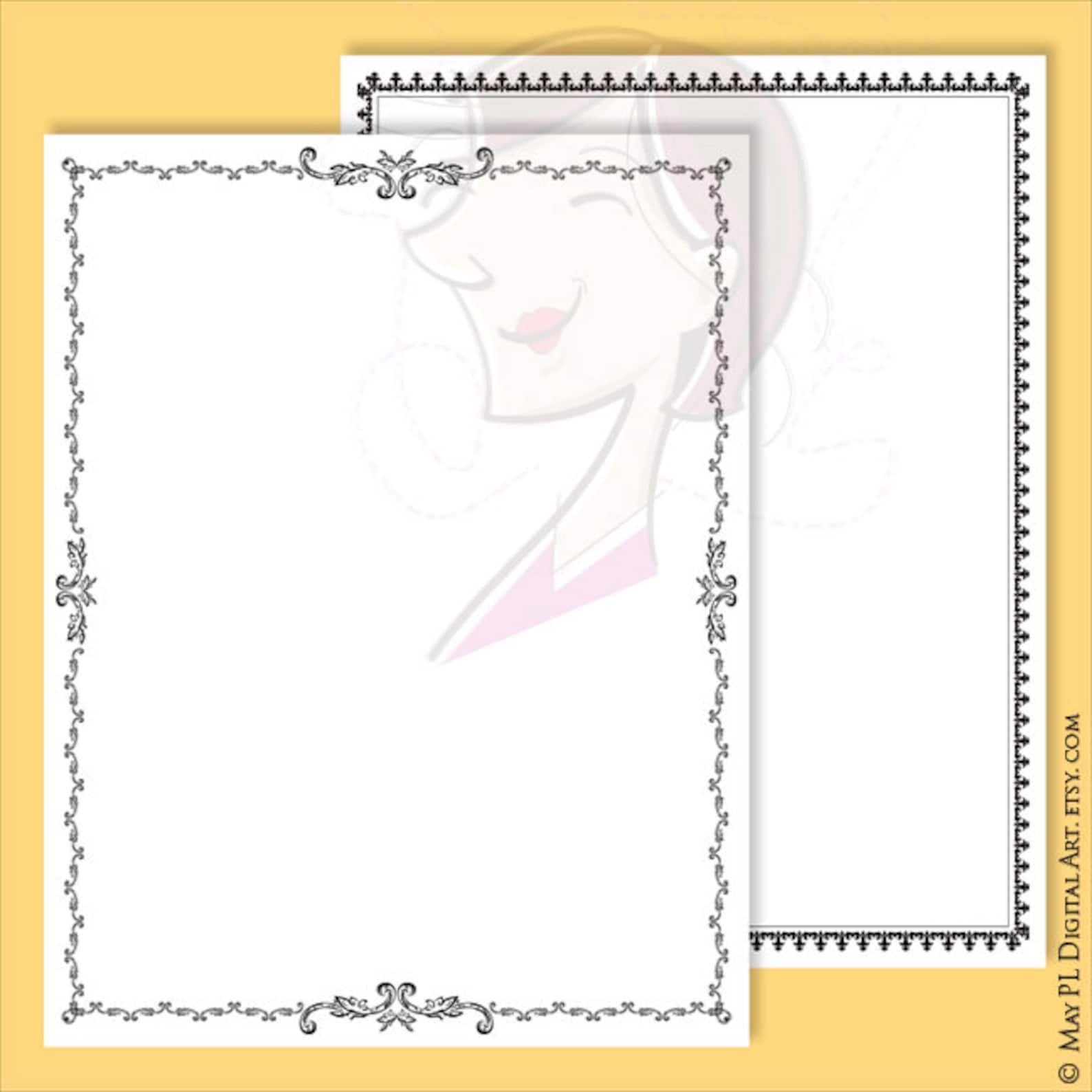 Border Png Frames Decorative Clip Art Ornate Page Frame 8x11 | Etsy