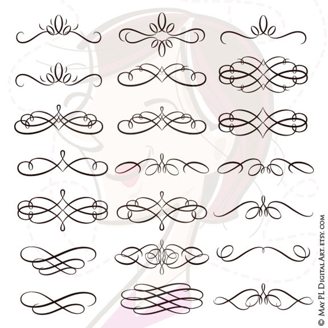 Calligraphy Swirls Clipart Flourish Ornaments Retro VECTOR Calligraphic ...