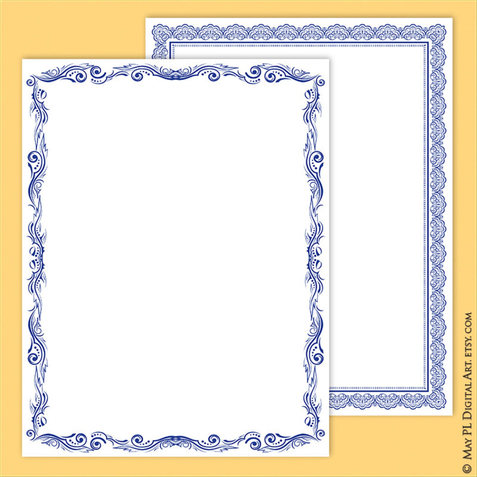 Gift Certificate Blue Wedding Borders Frames Clipart Vintage - Etsy