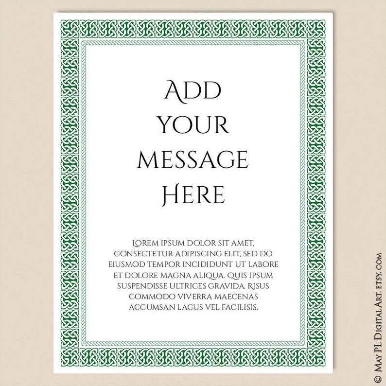 Green Celtic Digital Borders DIY Certificate Award Celtic - Etsy