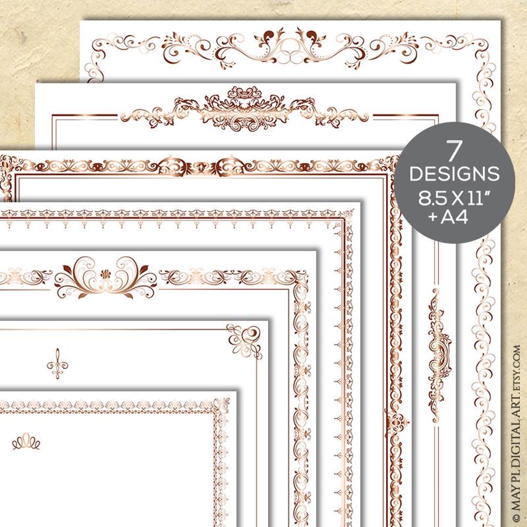 ROSE GOLD Borders Frames 8x11 - Make Your Own Award, Certificate ...