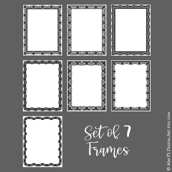 Unique Border Designs Vintage Lace Frames Clip Art Black Antique Certificate Award Printable Instant Download FREE Commercial Use 10802 Etsy UK