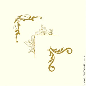 Gold Fancy Corners Digital Clipart, Unique Design Elements - Heritage ...