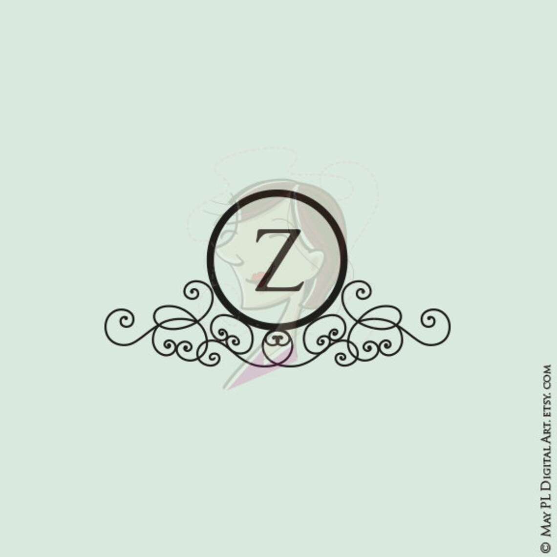 Oval Monogram Frames Digital Swirls Clip Art Download DIY | Etsy