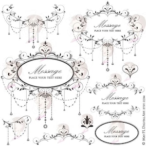 Wedding Digital Clipart Frame Elegant Chandelier Classic Designs ...