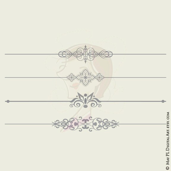 Text Dividers Clipart Divider GRAY GREY Scrapbook Digital - Etsy