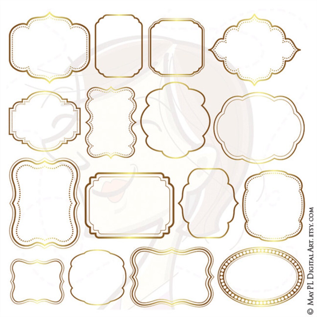 Gold Frames Clipart Digital Vector - Suitable to Make Cards, Labels ...