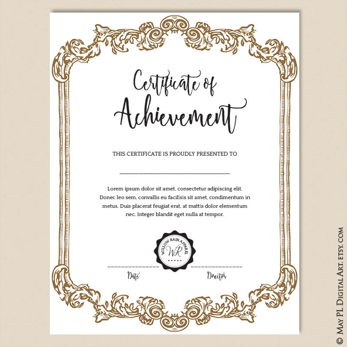 Bronze Page Borders, Hand Drawn Retro Clipart - Shabby Chic Vintage ...