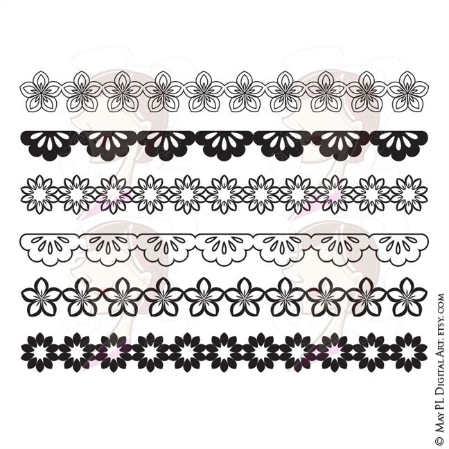 Papel Picado Borders Digital Clip Art Mexican Design Elements VECTOR ...