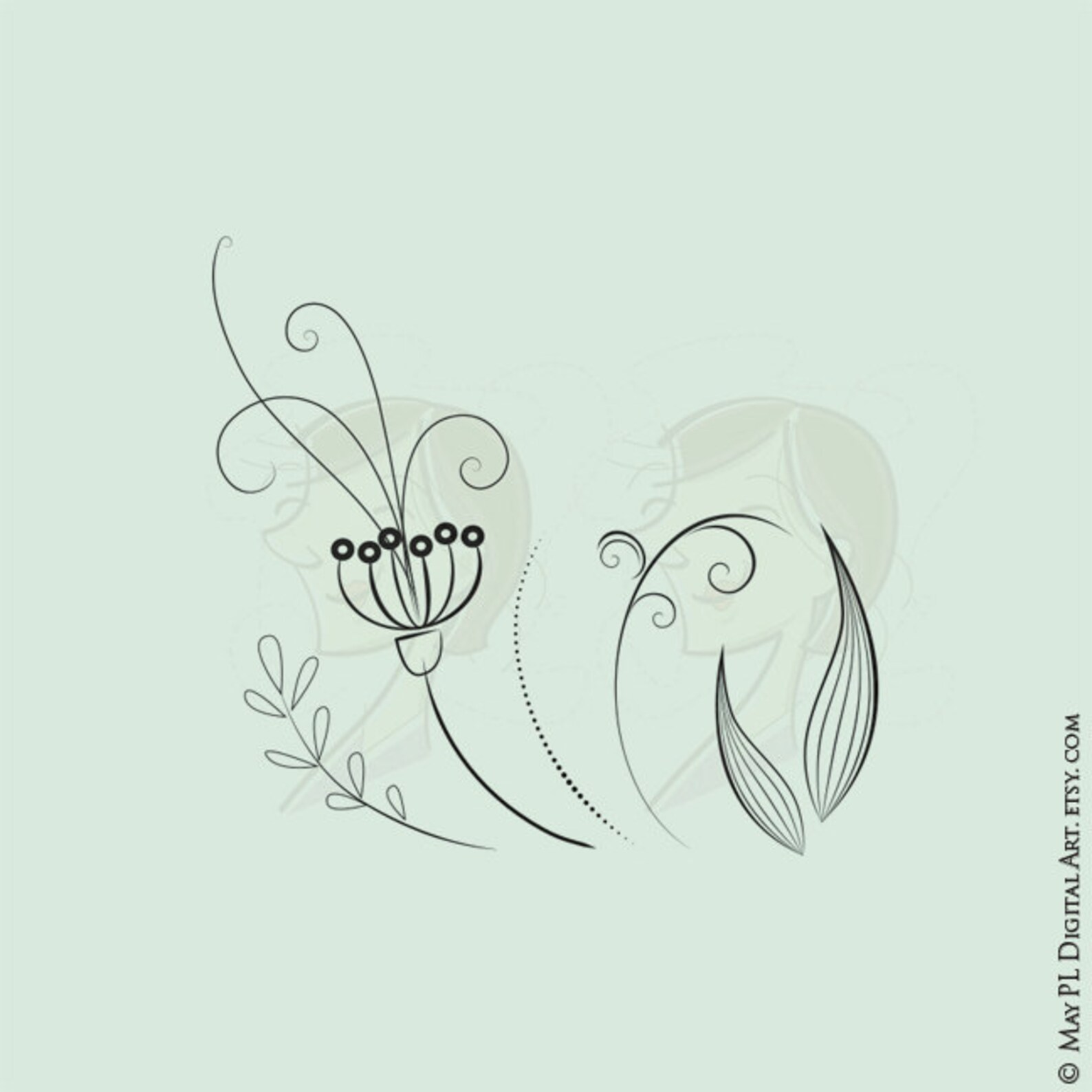 Floral Flourish Swirl Vector Clipart Includes Flowers - Etsy