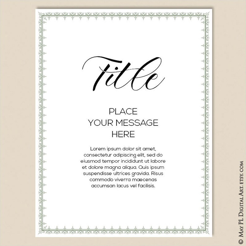 Sage Green Antique Frames Page Borders Clipart 8x11 Vintage - Etsy