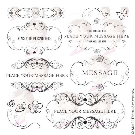 Shabby Chic Frame Clipart Digital Floral Orange Blossoms | Etsy