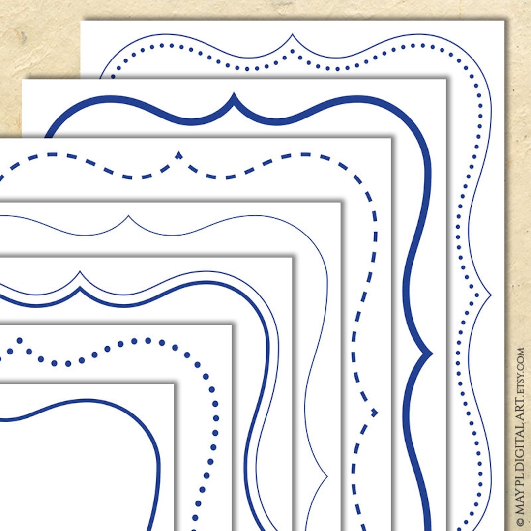 Teacher Resource Frames Clipart, Simple Outline Thin Blue 8x11 Page ...