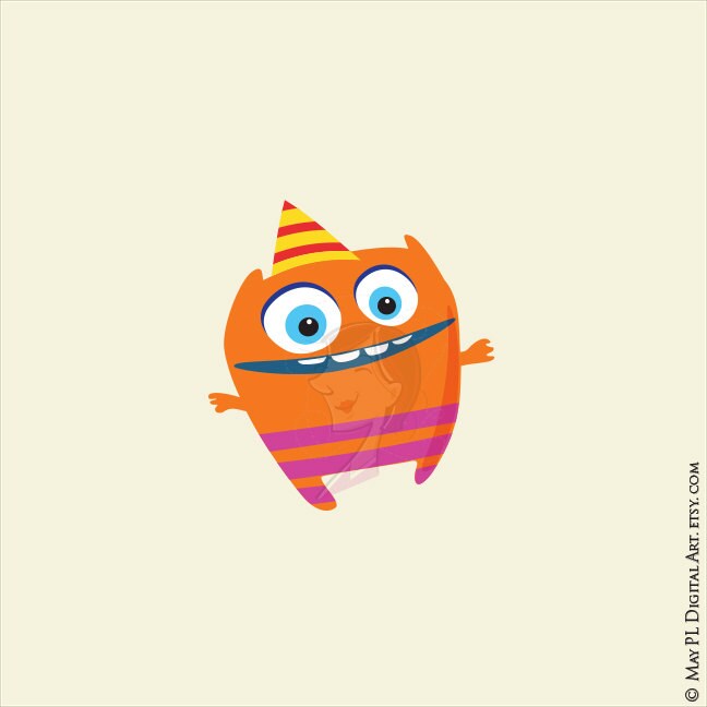 Little Monster Birthday Clipart Cute Monsters Party Silly | Etsy
