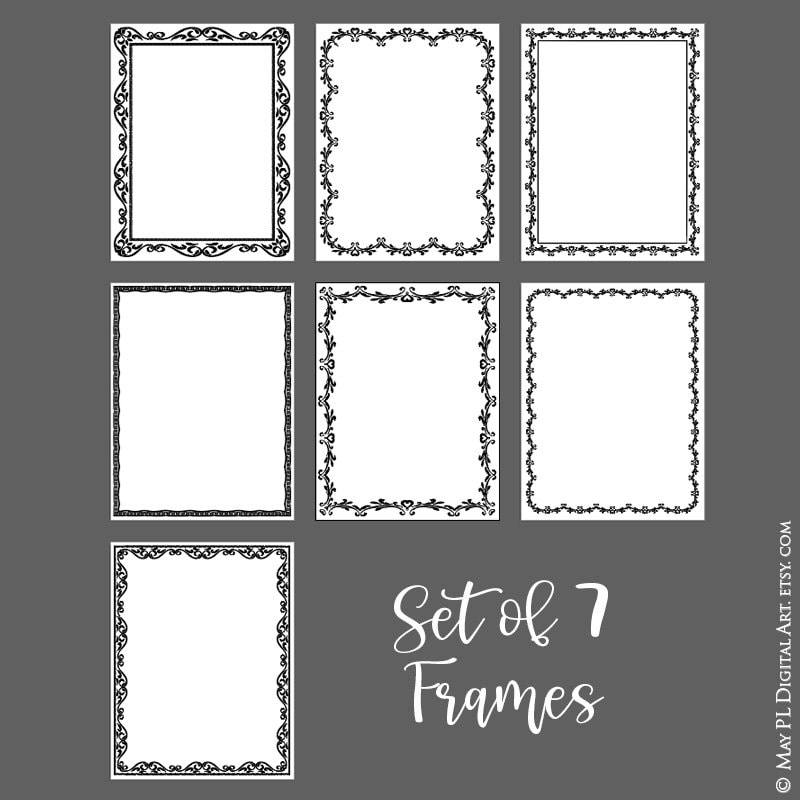 Commercial Use Leaf Border Designs Vintage Frames Foliage | Etsy