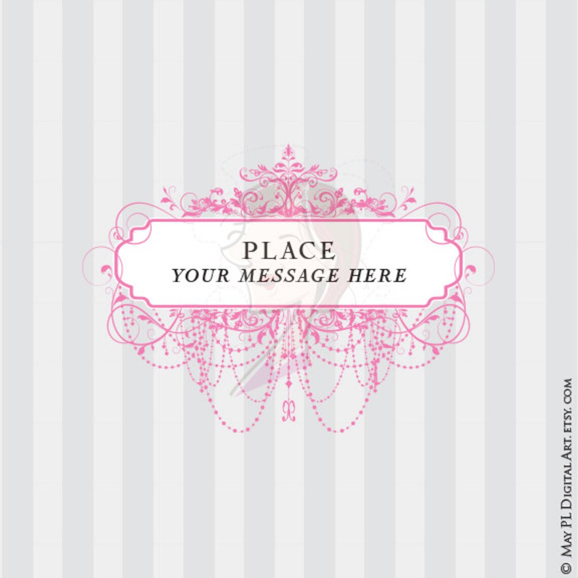 Pink Digital Frames Clipart Chandelier Vintage Ornate DIY | Etsy