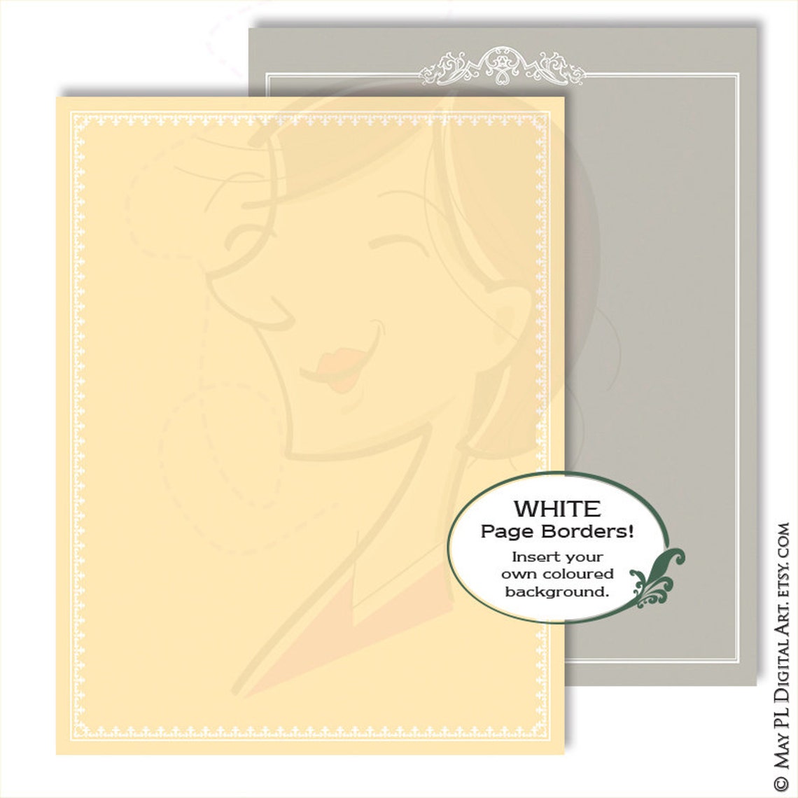 WHITE Frames 11x8 Page Border Retro Clip Art COMMERCIAL USE - Etsy